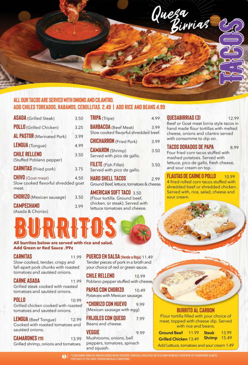 Menu – El Solecito Mexican Grill | Veterans Memorial Mableton, GA